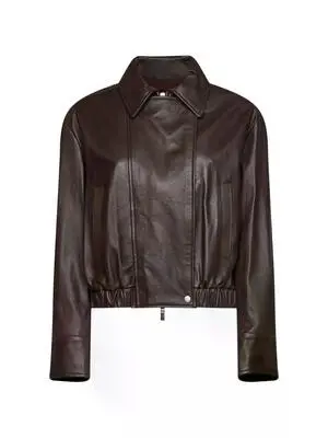 KAOS Elasticated-hem Leather Jacket