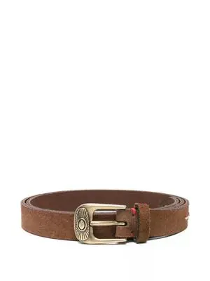 Eleventy Sunburst Stitched Leather Belt - Brown