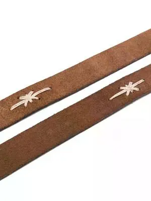 Eleventy Sunburst Stitched Leather Belt