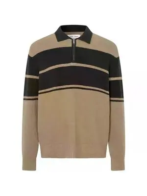 Samsøe Samsøe Sanino Striped Half-zip Polo Shirt - Neutrals