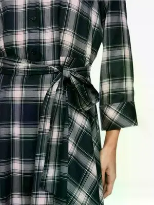 MARCCAIN Check-print Belted Shirt Midi Dress