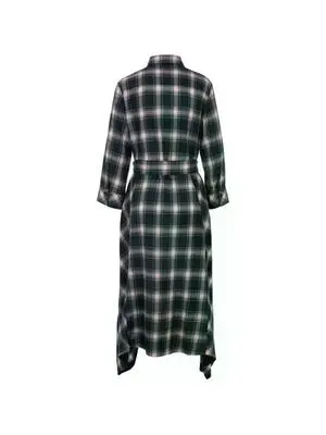 MARCCAIN Check-print Belted Shirt Midi Dress