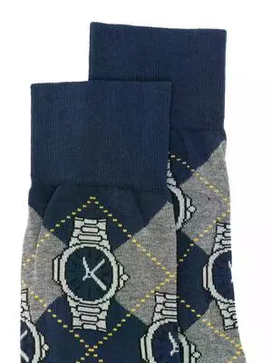 MC2 SAINT BARTH Argyle Watch-intarsia Socks - Blue