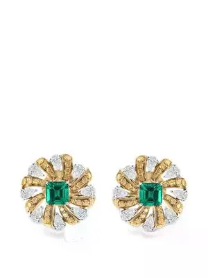 HYT JEWELRY Embellished Emerald Earrings - Gold