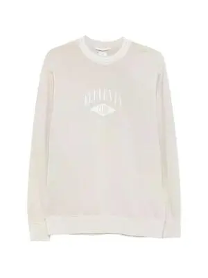Eleventy Logo-print Crew-neck Sweatshirt - Neutrals