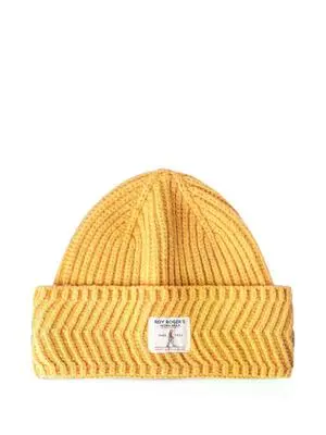 ROY ROGER'S Ribbed-knit Logo-patch Beanie Hat - Yellow