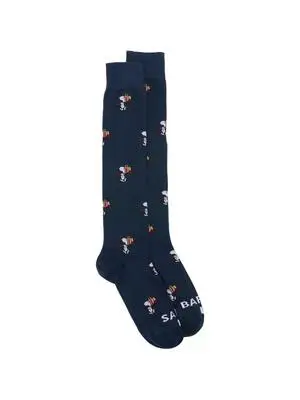 MC2 SAINT BARTH Graphic-print Ribbed-trim Socks - Blue