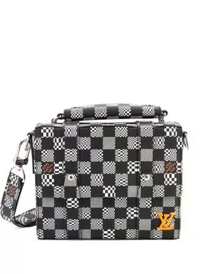 LOUIS VUITTON Flap Soft Trunk Messenger Bag Limited Edition Distorted Damier Crossbody Bag - Black