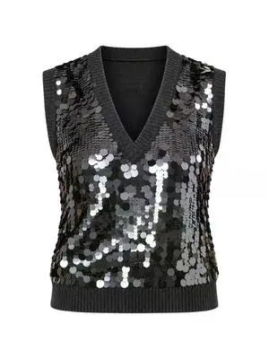 KOCCA Sequin-embellished V-neck Vest - Grey