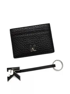 Karl Lagerfeld Logo-plaque Cardholder And Keyring Set - Black