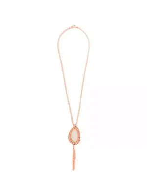 FORTE_FORTE Crochet Stone-pendant Necklace - Orange