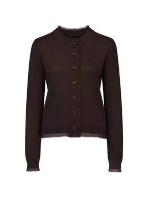 KAOS Raw-edge Long-sleeve Cardigan - Brown