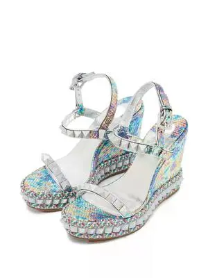 CHRISTIAN LOUBOUTIN Pyraclou Snakeskin-embossed Wedge Sandals