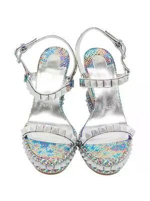 CHRISTIAN LOUBOUTIN Pyraclou Snakeskin-embossed Wedge Sandals
