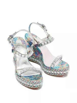 CHRISTIAN LOUBOUTIN Pyraclou Snakeskin-embossed Wedge Sandals