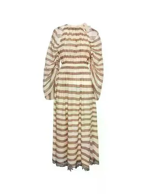 Fendi Striped Cut-out Maxi Dress - Neutrals