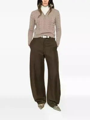 Max Mara Cable-knit Quarter-zip Sweater - Neutrals