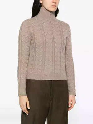 Max Mara Cable-knit Quarter-zip Sweater