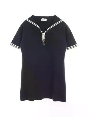 Miu Miu 2010s Sailor Collar Knit Dress - Blue