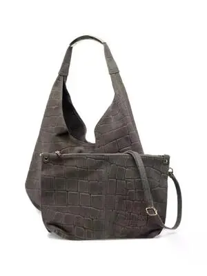 MY BEST BAG FIRENZE Ellisse Croc-effect Suede Shoulder Bag