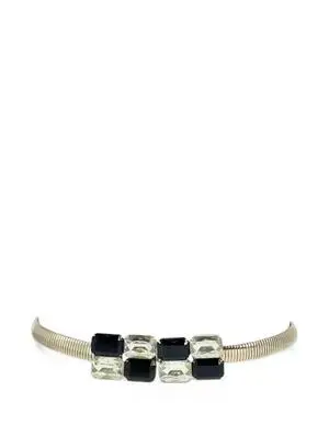 MADISON MAISON 1970s Rhinestone-buckle Stretch Belt - Silver