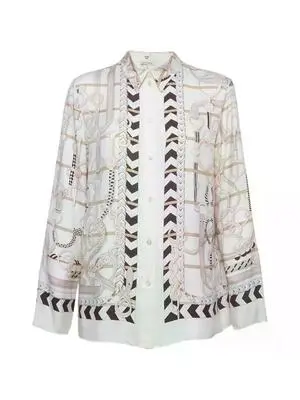 Hermès Buckle-print Silk Shirt - Neutrals