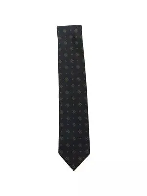 Brioni Geometric-pattern Silk Tie - Blue