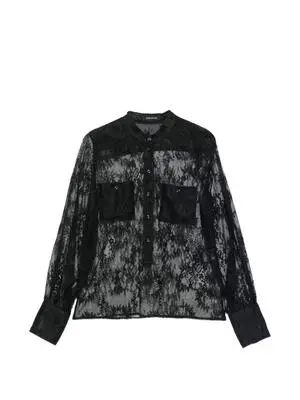 Barbara Bui Lace-overlay Pocket-detail Blouse - Black