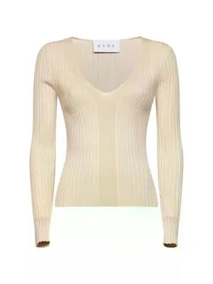 KAOS V-neck Ribbed Sweater - Neutrals