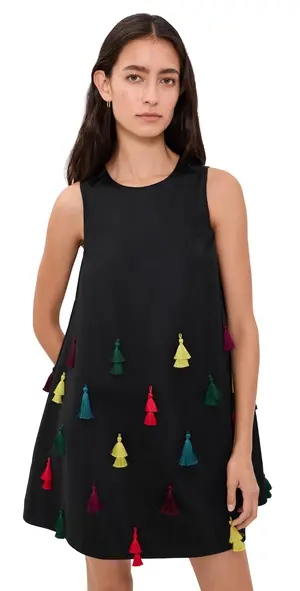 SIMONMILLER Gianna Taffeta Tassel Mini Dress - Black Multi