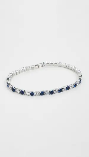 ADINA EDEN Silver Blue & Clear Cz Tennis Bracelet