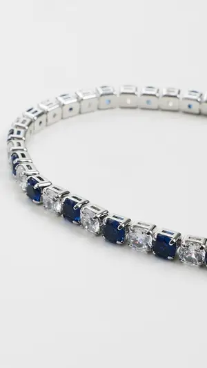 ADINA EDEN Silver Blue & Clear Cz Tennis Bracelet