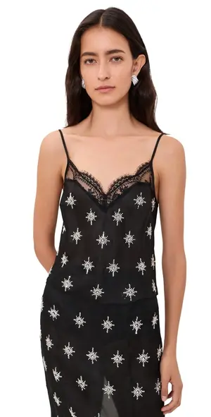 FLEUR DU MAL Star Embellished Top - Black/silver