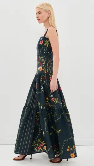 Agua Bendita Lima Isolda Linen Maxi Dress