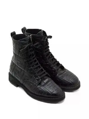 Fendi Zucca Embossed Combat Boots