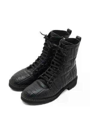 Fendi Zucca Embossed Combat Boots