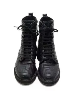Fendi Zucca Embossed Combat Boots
