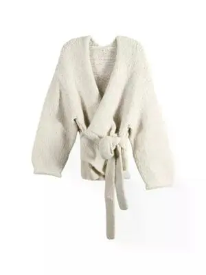 TAIGA TAKAHASHI Belted Chunky-knit Coat - Neutrals