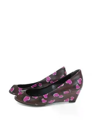 Gucci Heart-print Open-toe Pumps - Brown