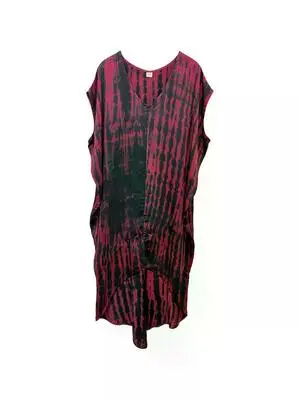 SLO_HAND_MADE Tie-dye Asymmetric Kaftan Midi Dress - Red