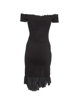 MAISON MARGIELA Asymmetric Ruffled Midi Dress - Black