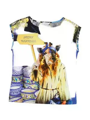 The Artistylist Graphic-print Cap-sleeve T-shirt - Blue