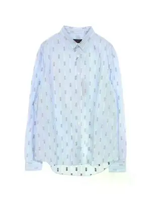 LOUIS VUITTON 2010s Logo-embroidered Striped Shirt - Blue