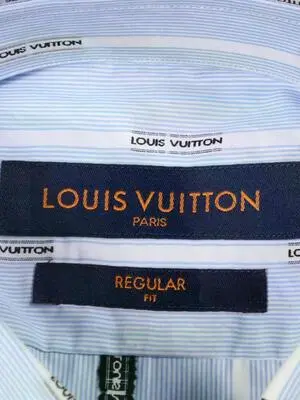 LOUIS VUITTON 2010s Logo-embroidered Striped Shirt