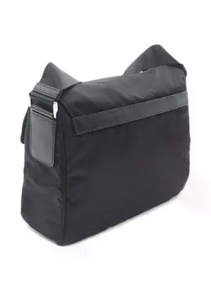 Prada Vela Saffiano Leather Shoulder Bag - Black