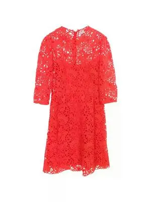 Valentino Garavani 2010s Floral Lace-detail Midi Dress - Red