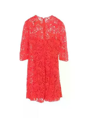 Valentino Garavani 2010s Floral Lace-detail Midi Dress - Red