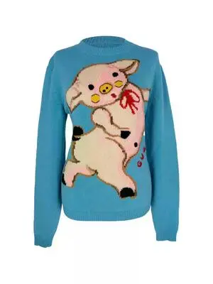 Gucci Pig Knitted Sweater - Blue