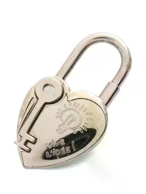 Hermès 2010s Vive L'idee Heart Padlock Bag Charm - Silver