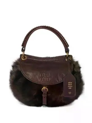 Miu Miu Rendez-vous Shearling And Nappa Leather Bag - Brown